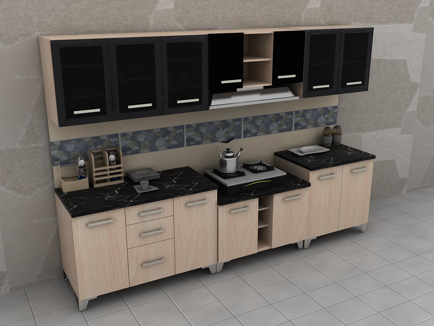 3D Model Modular Kitchen Set - TurboSquid 1620854