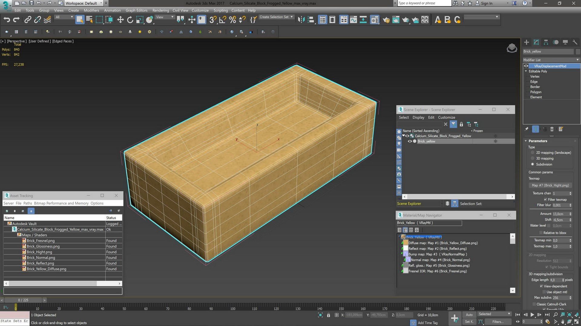 3D Model Calcium Silicate Block Frogged Yellow - TurboSquid 2145495