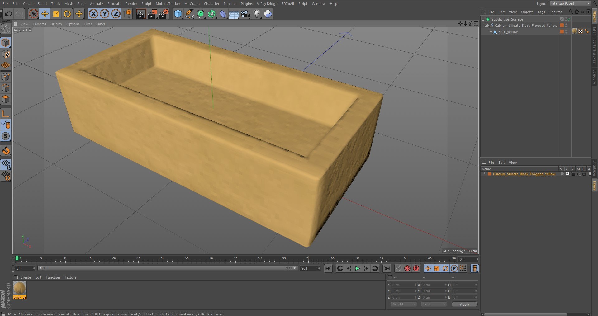 3D Model Calcium Silicate Block Frogged Yellow - TurboSquid 2145495