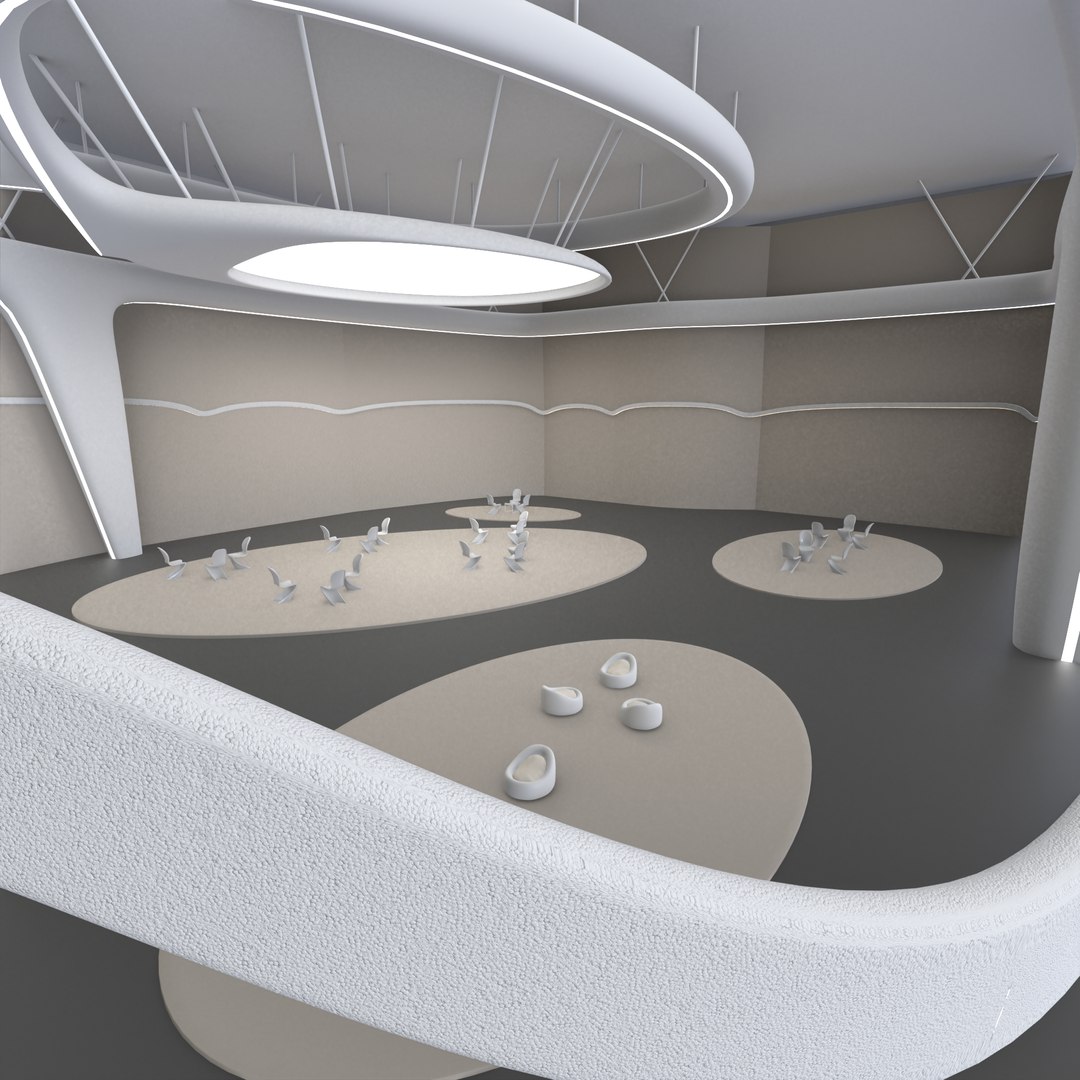 3D Futuristic Exbition Conference Hall 3D Futuristic Interior ...