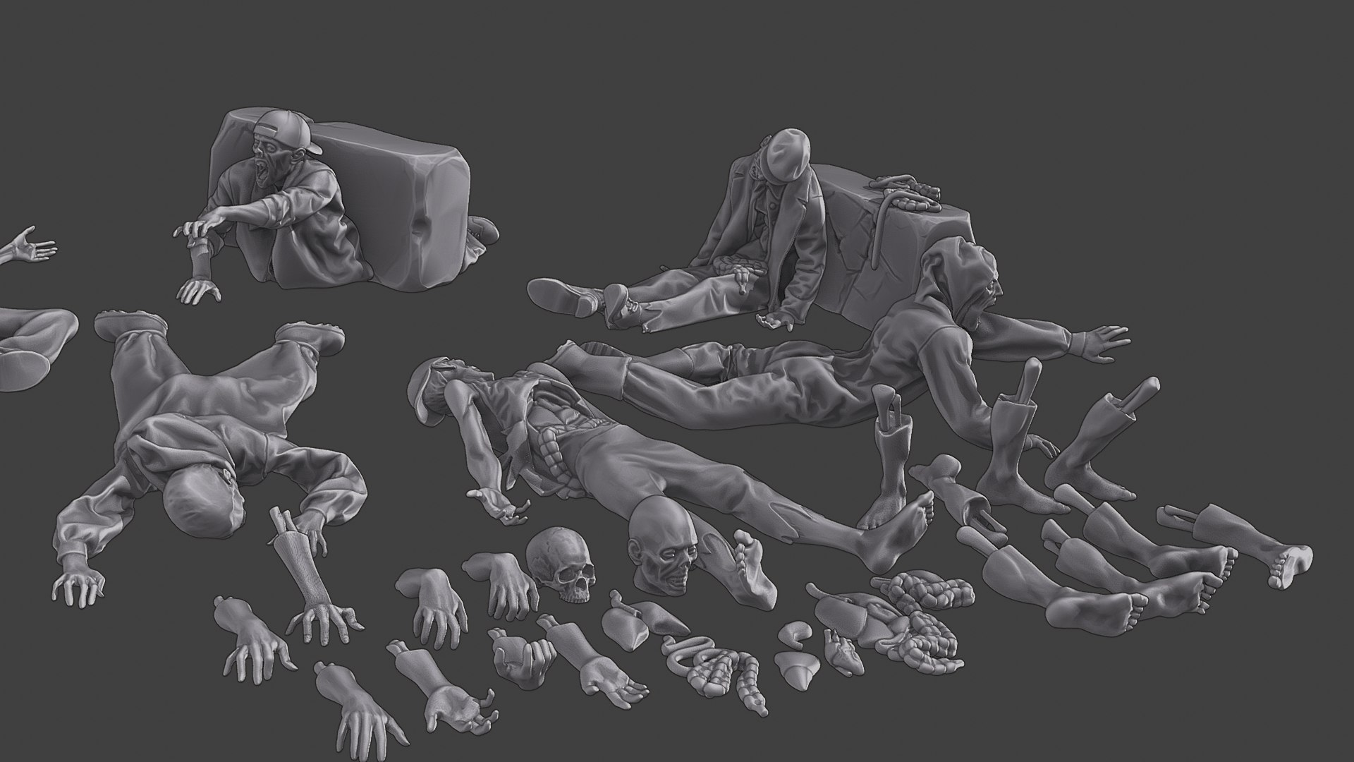 Zombie Crushed And Breaks Pack 1 3D Model - TurboSquid 1977499