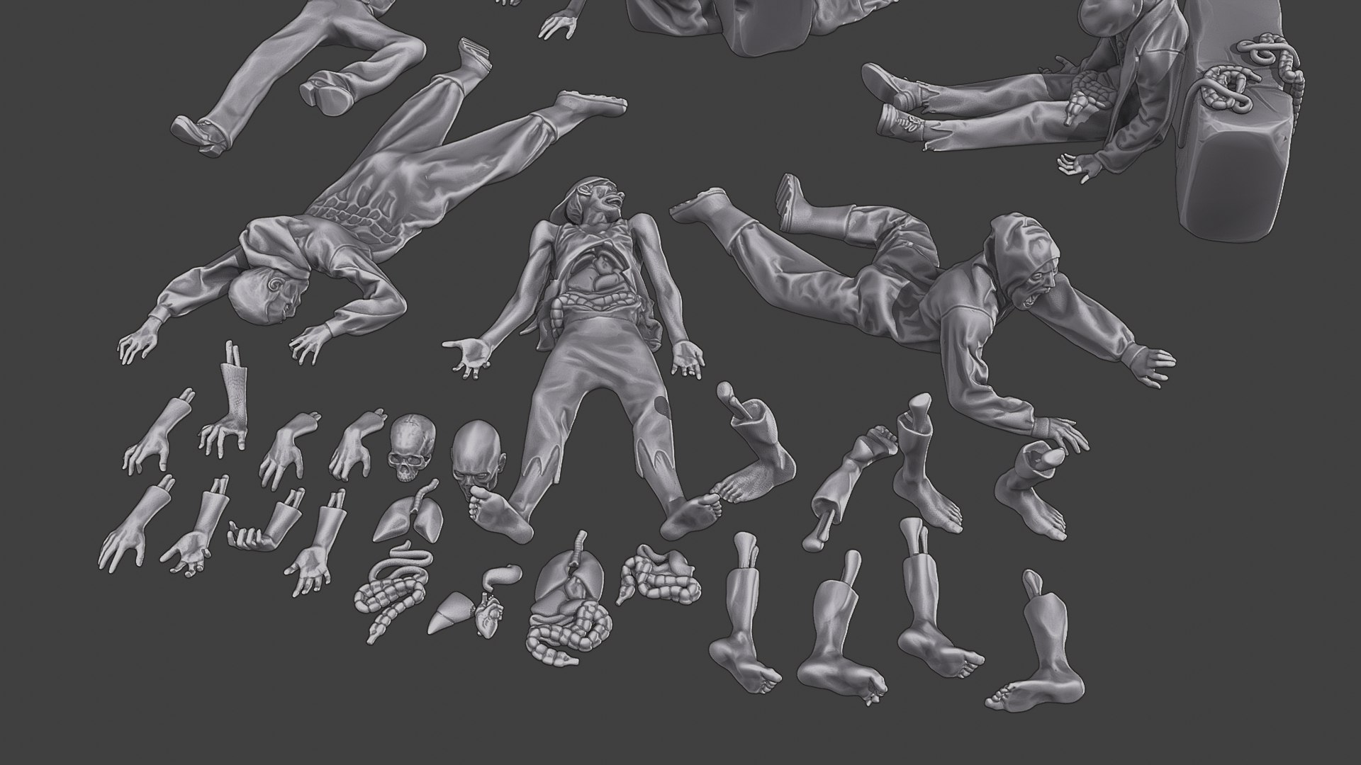 Zombie Crushed And Breaks Pack 1 3D Model - TurboSquid 1977499