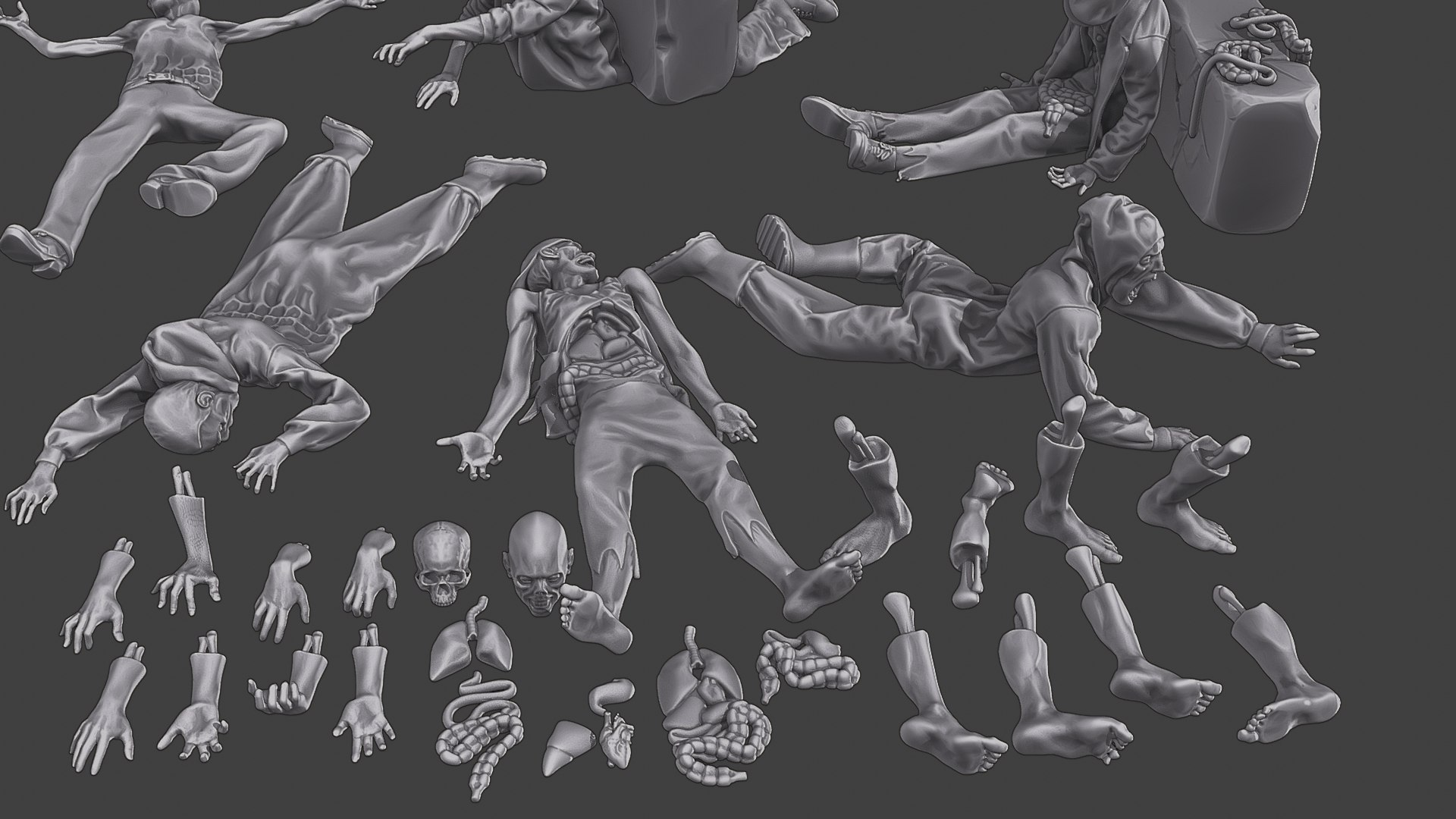 Zombie Crushed And Breaks Pack 1 3D Model - TurboSquid 1977499