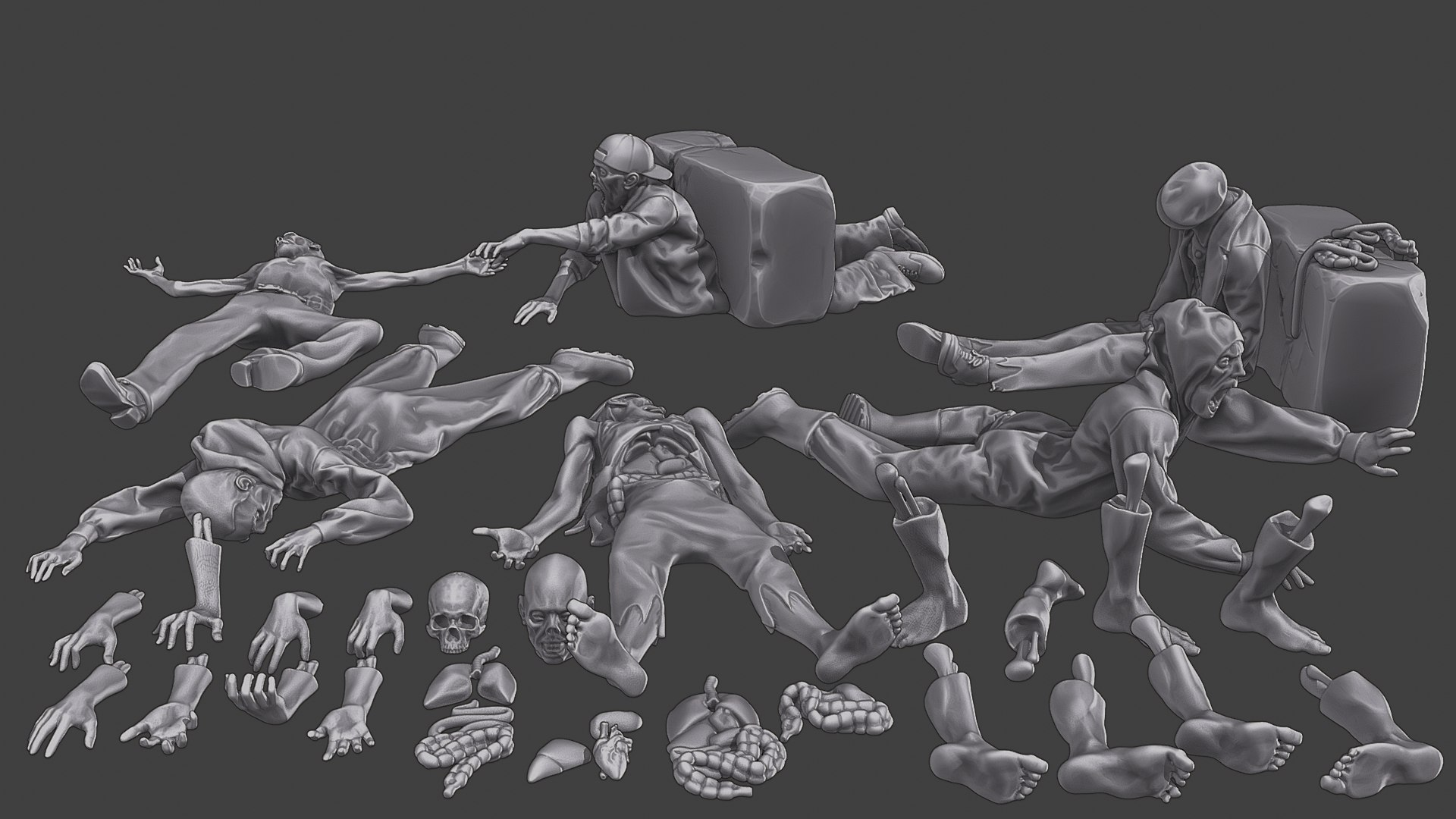 Zombie Crushed And Breaks Pack 1 3D Model - TurboSquid 1977499