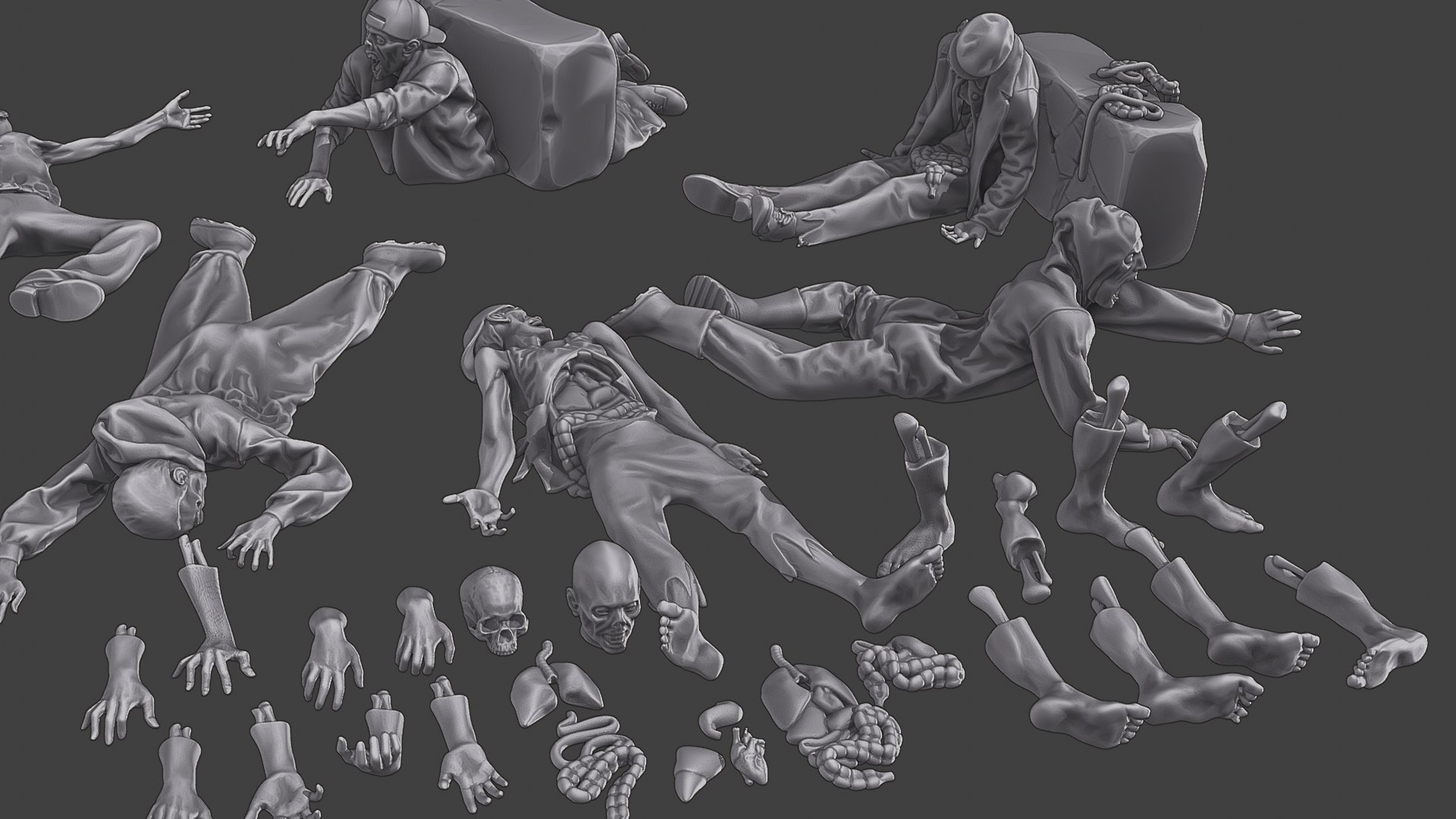 Zombie Crushed And Breaks Pack 1 3D Model - TurboSquid 1977499