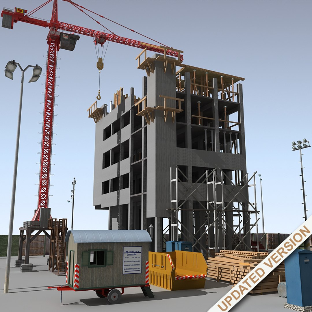 building construction crane 3d model