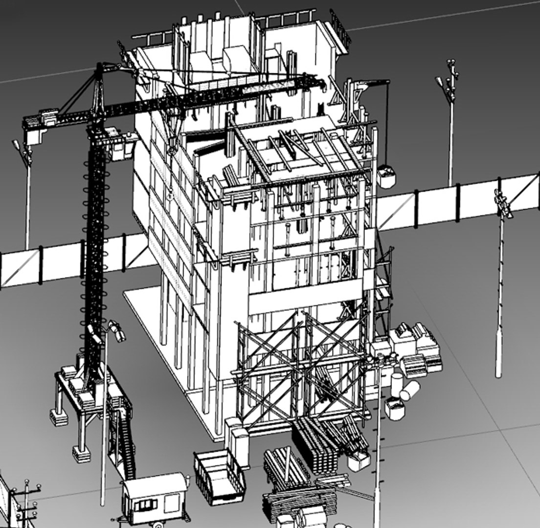building construction crane 3d model