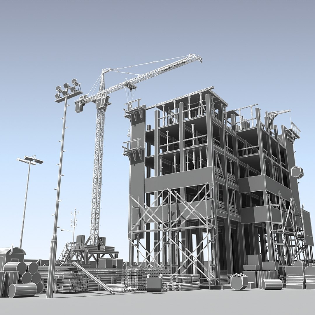 building construction crane 3d model