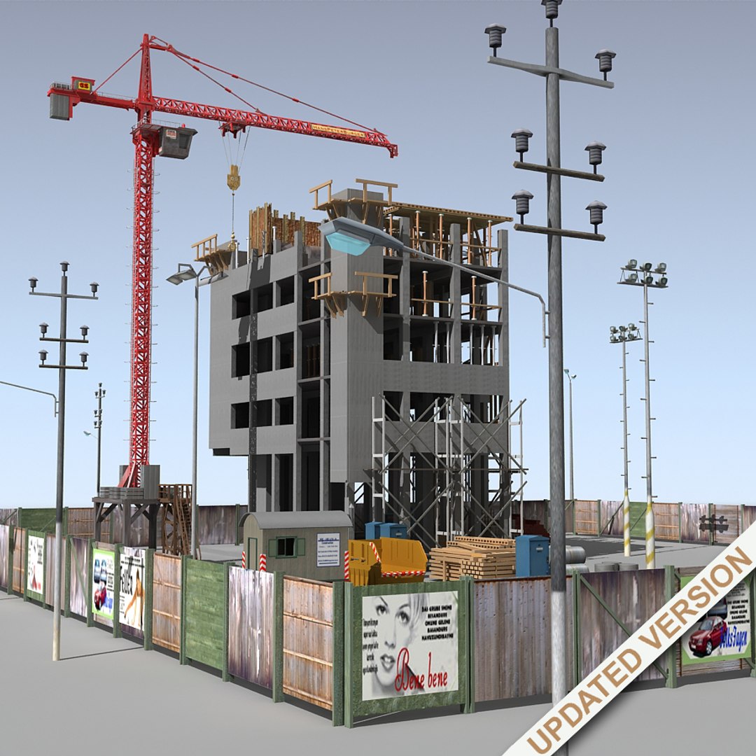 building construction crane 3d model