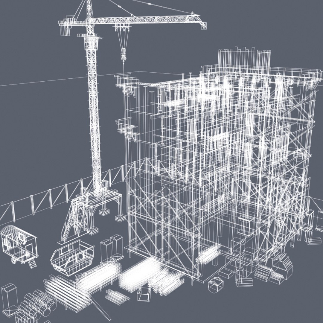 building construction crane 3d model
