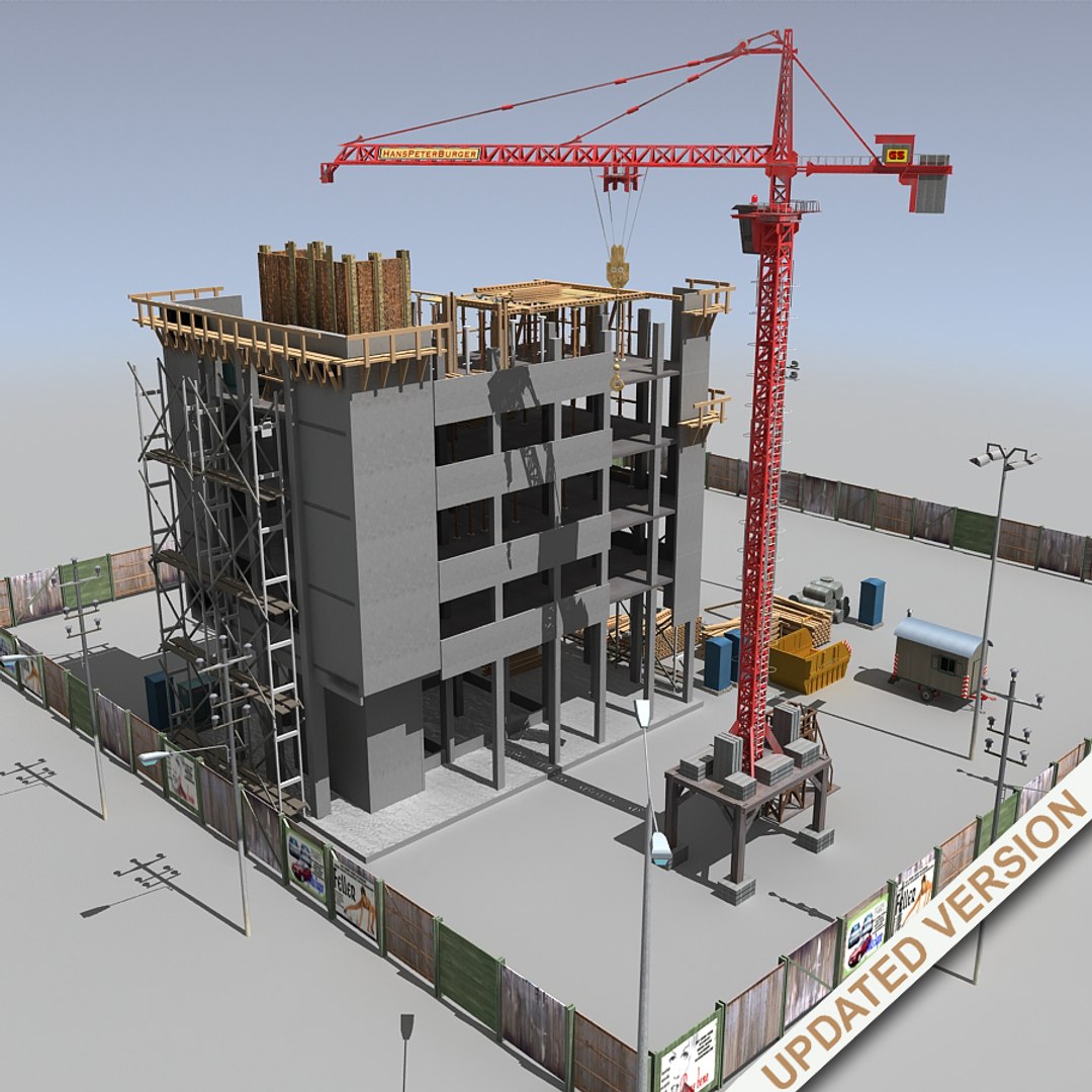 building construction crane 3d model