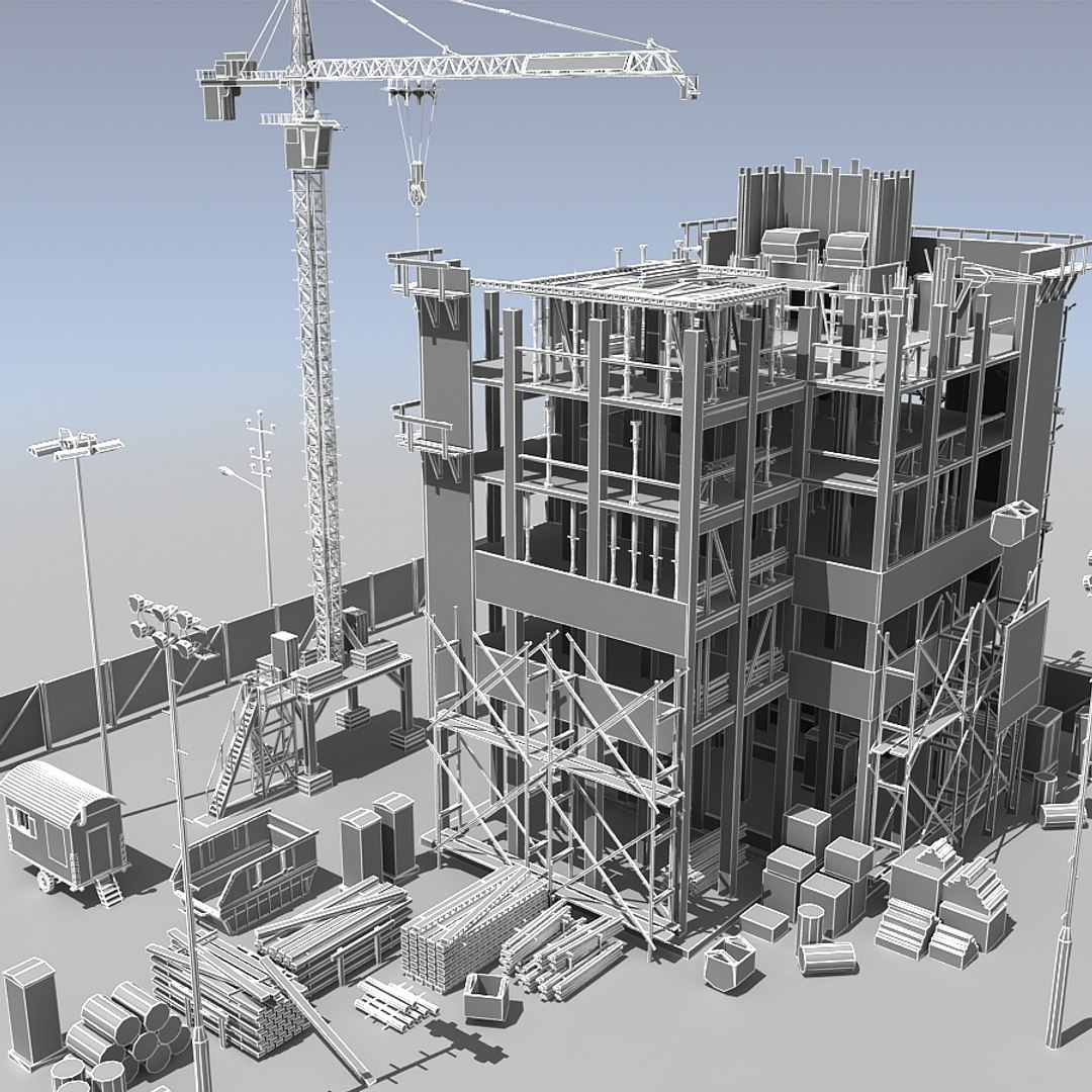 building construction crane 3d model