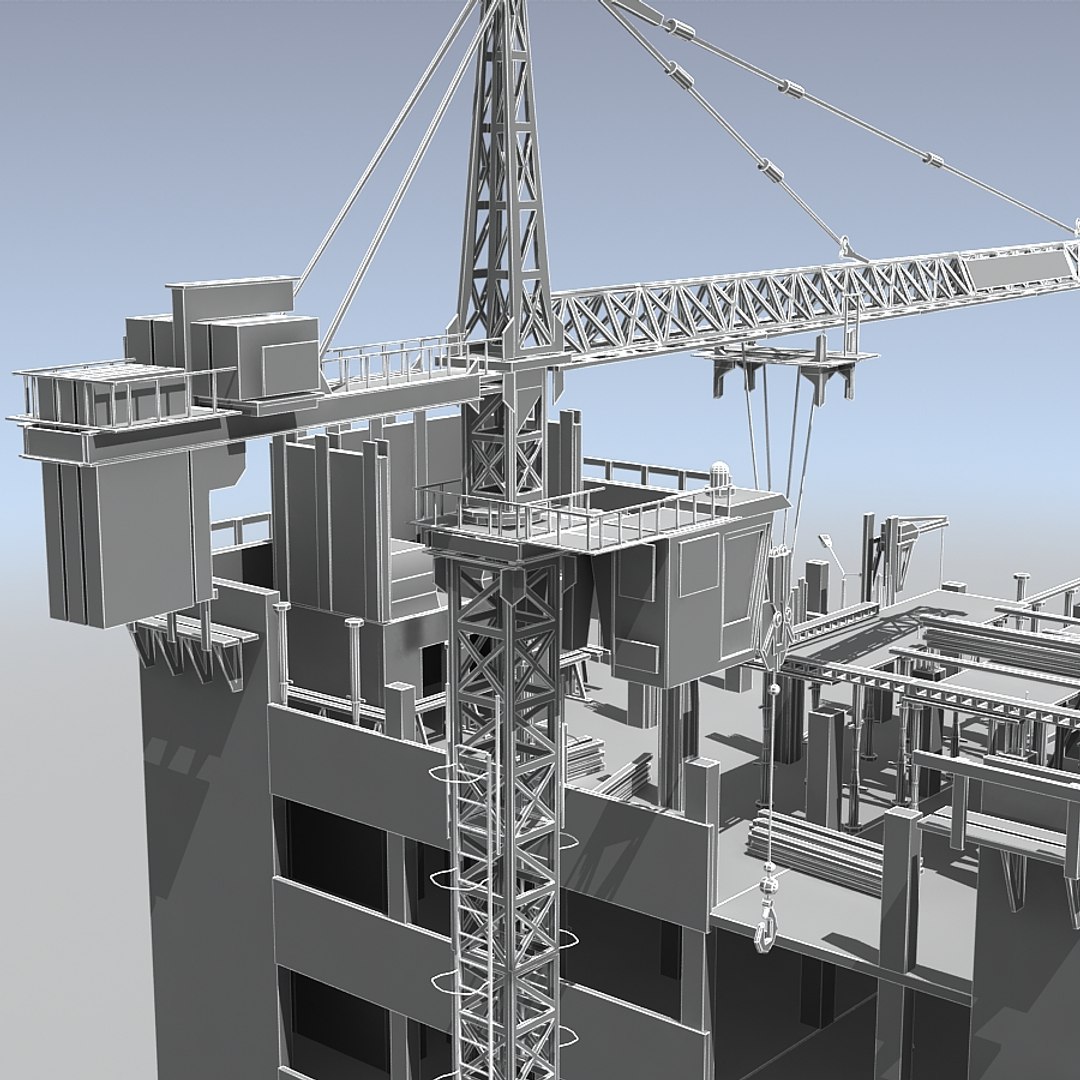 building construction crane 3d model