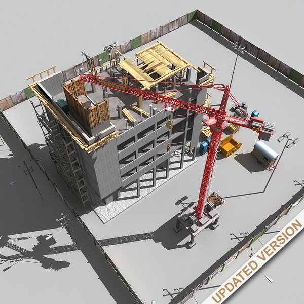 building construction crane 3d model