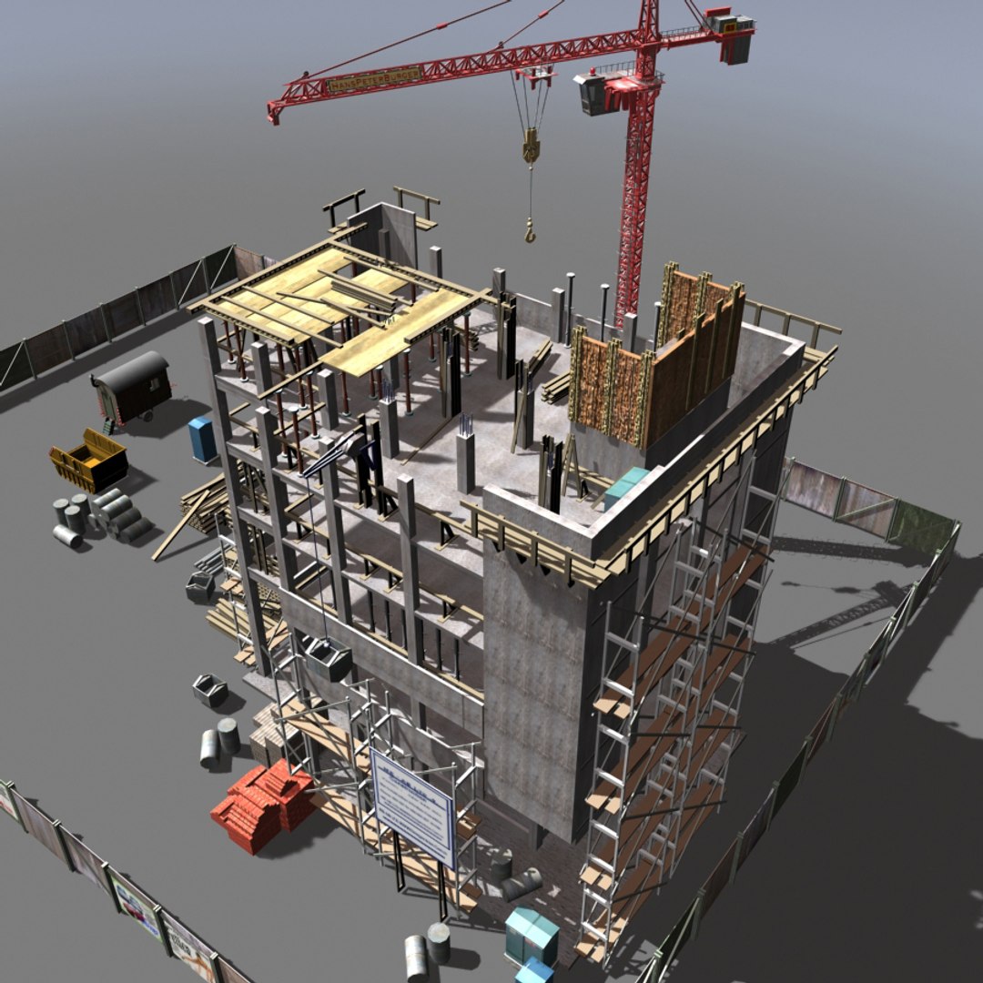 building construction crane 3d model