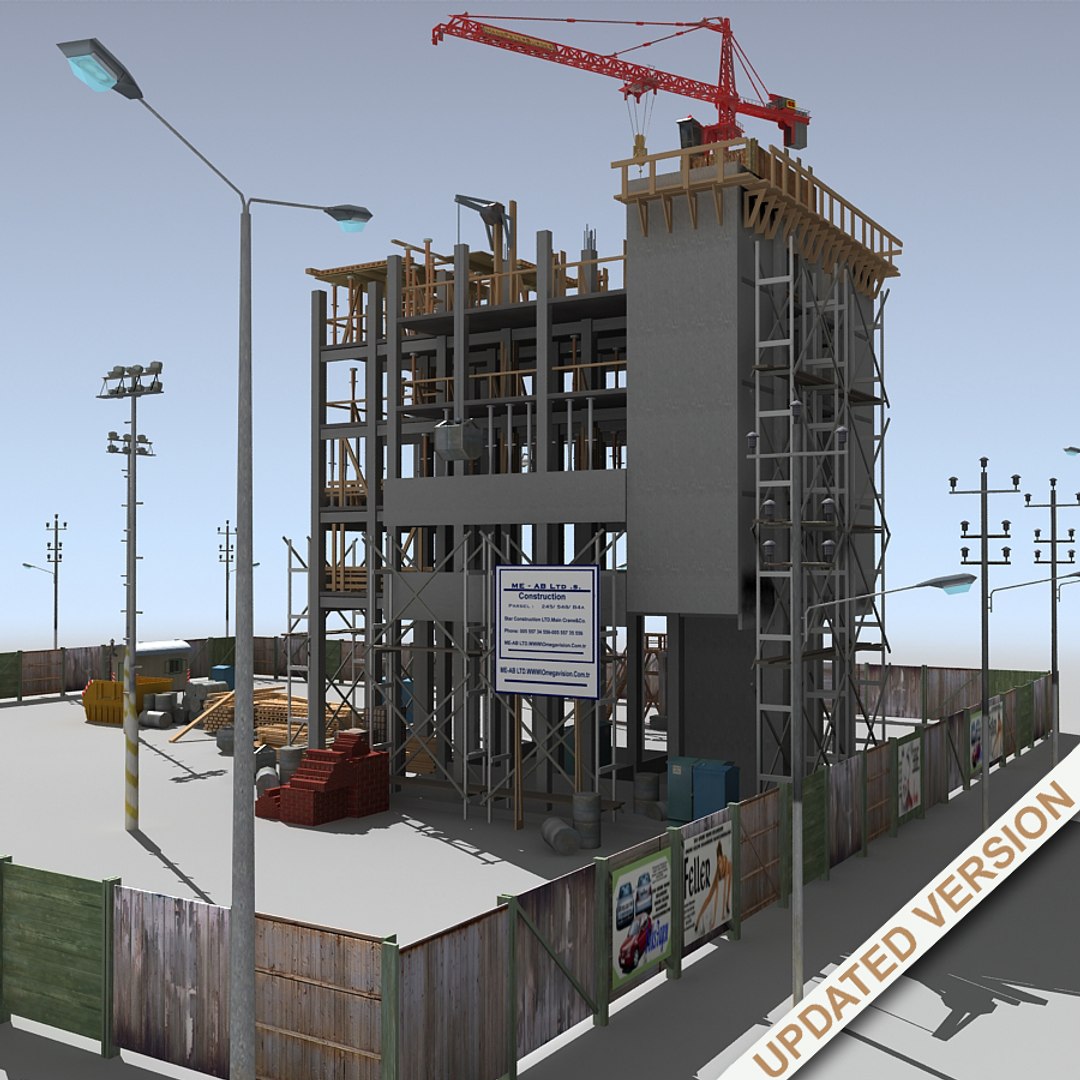 building construction crane 3d model