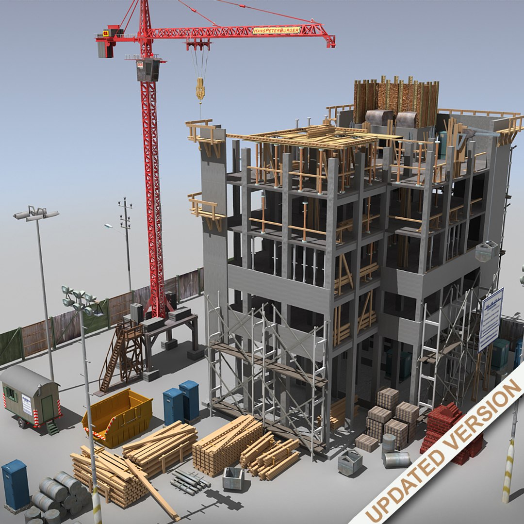 building construction crane 3d model