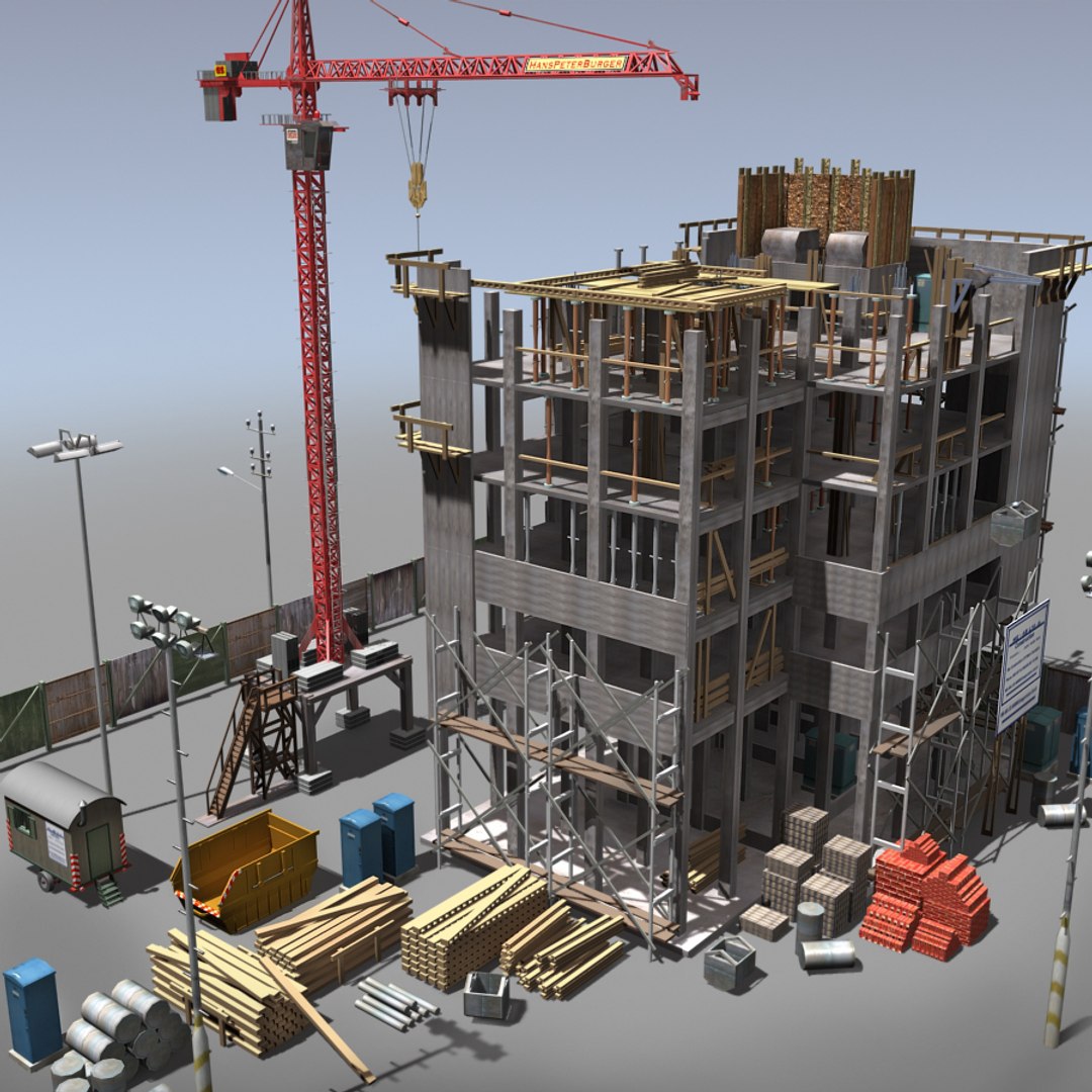 building construction crane 3d model