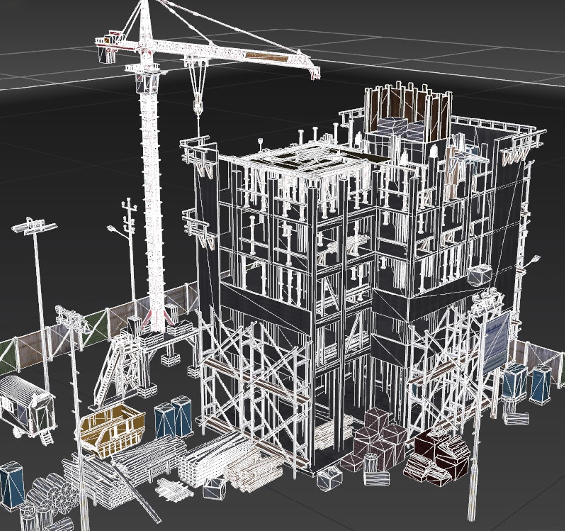 building construction crane 3d model