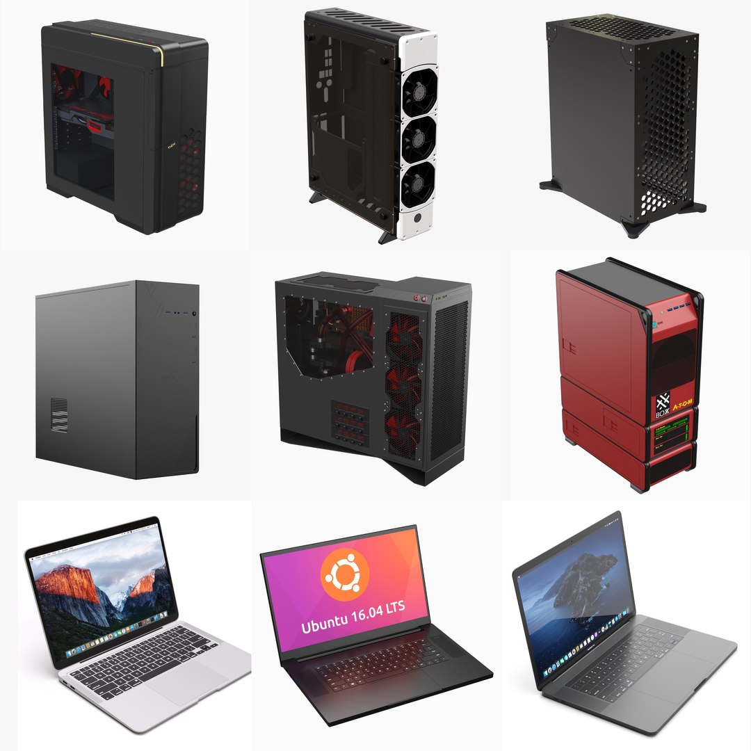 PC Case And Laptop Collection 9 In 1 3D Model - TurboSquid 2060202