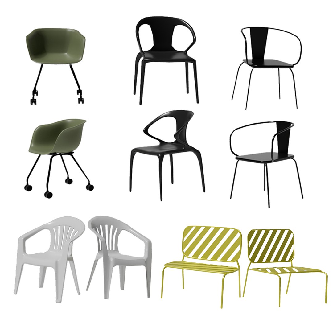 Pack - 5 Mid And Low Poly Chair Model - TurboSquid 2259242