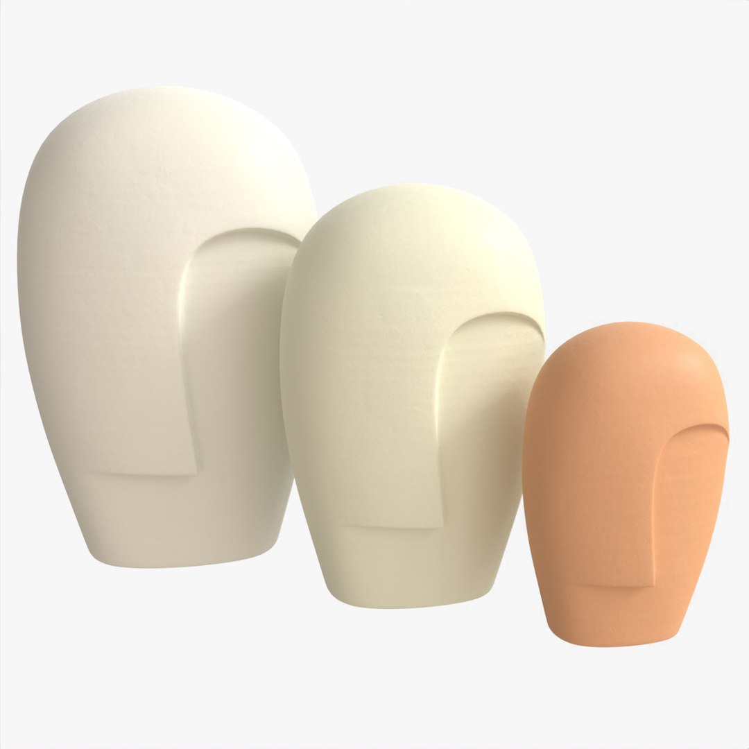 Decorative Ceramic Face-vases Set 3D - TurboSquid 2015162