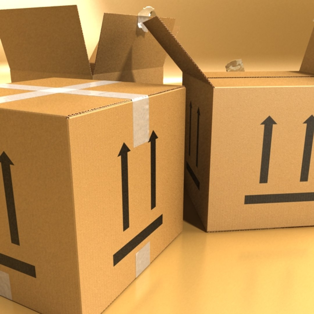 3d cardboard box resolution model