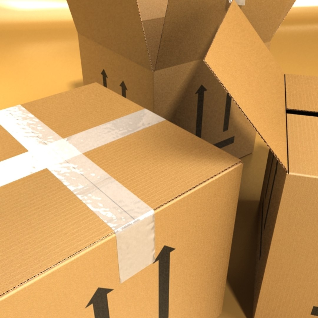 3d cardboard box resolution model