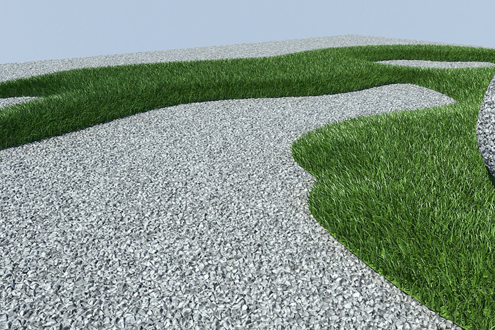 displaced gravel grass 3d model