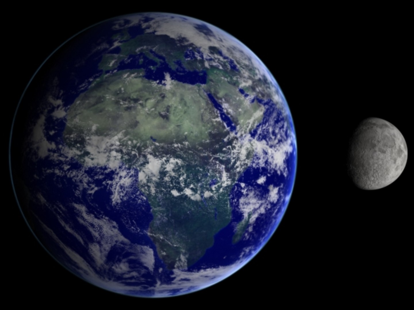 3d model photorealistic earth moon