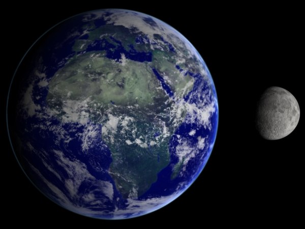 3d model photorealistic earth moon