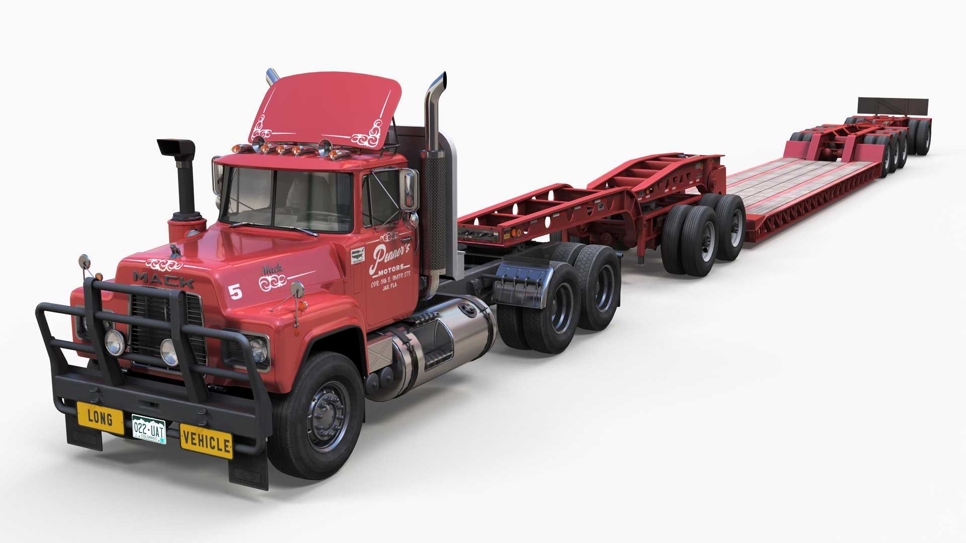 3D Mack R700 Lowboy semitruck model - TurboSquid 2140643