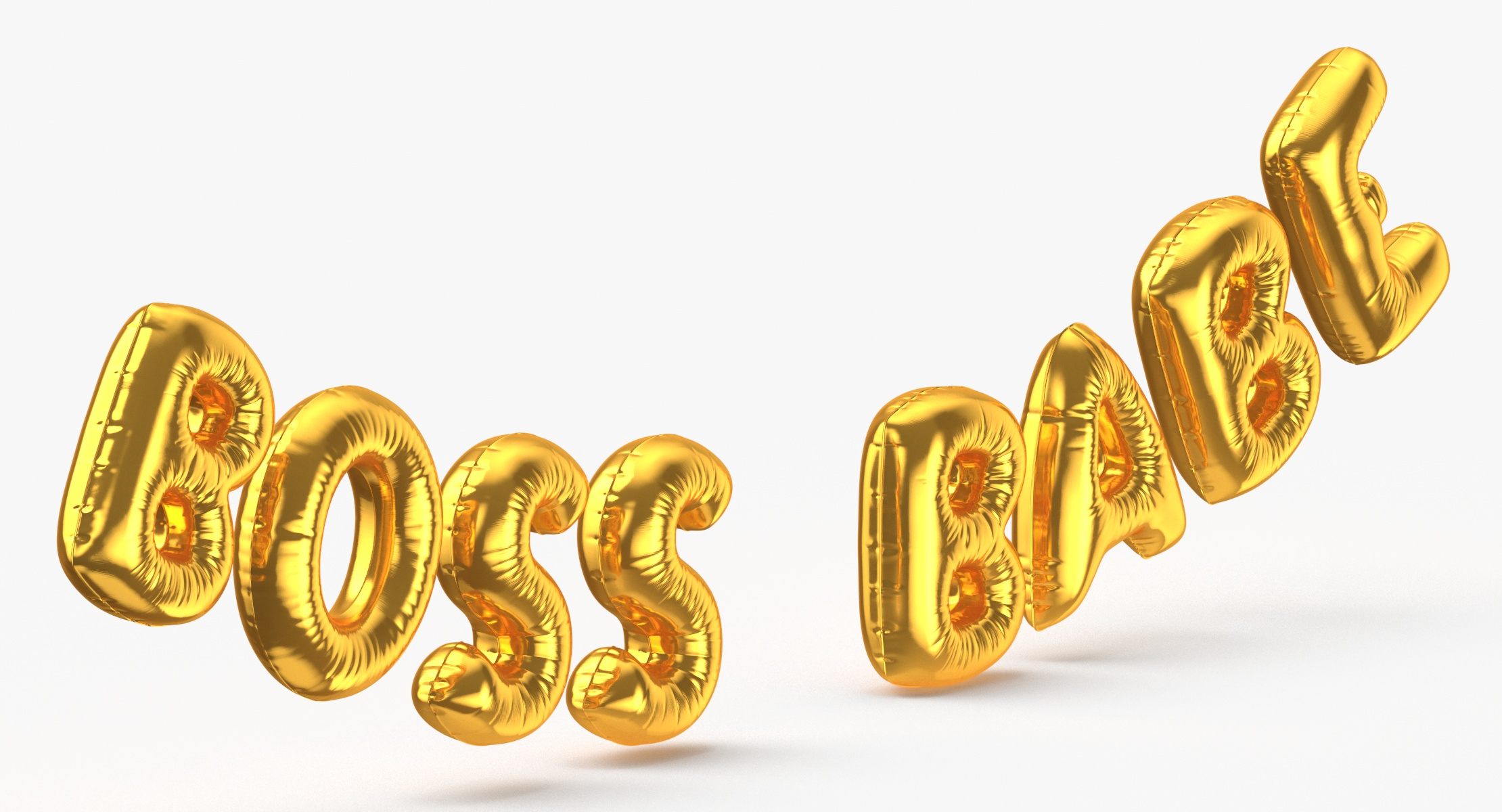 3D Foil Baloon Words Boss Babe Gold - TurboSquid 1738837