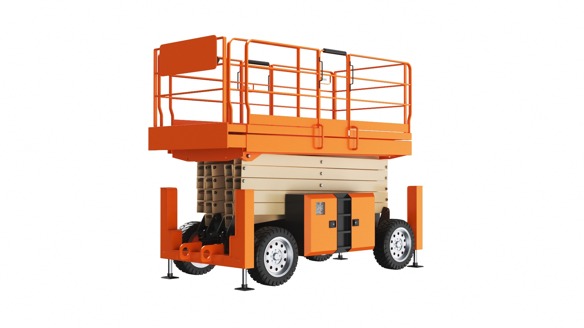 3D Detailed Scissor Lift Opened And Closed - TurboSquid 2236349