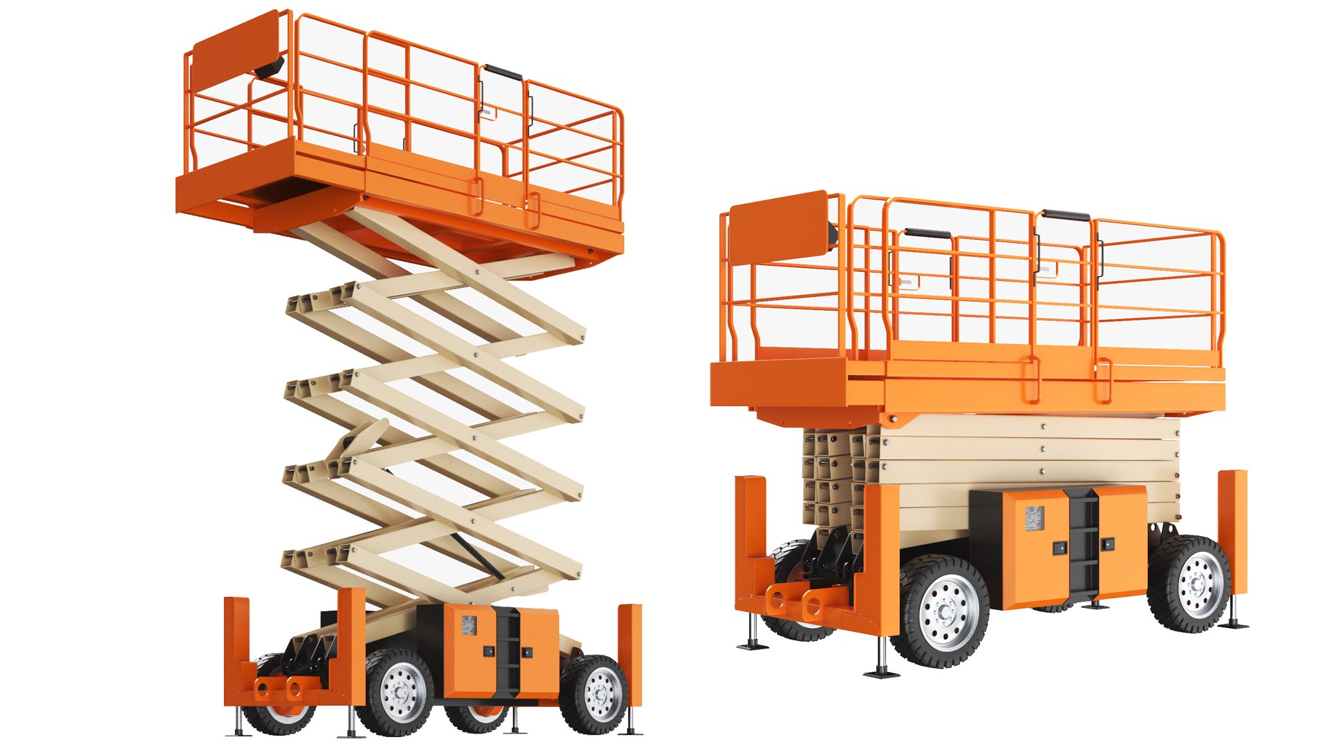 3D Detailed Scissor Lift Opened And Closed - TurboSquid 2236349