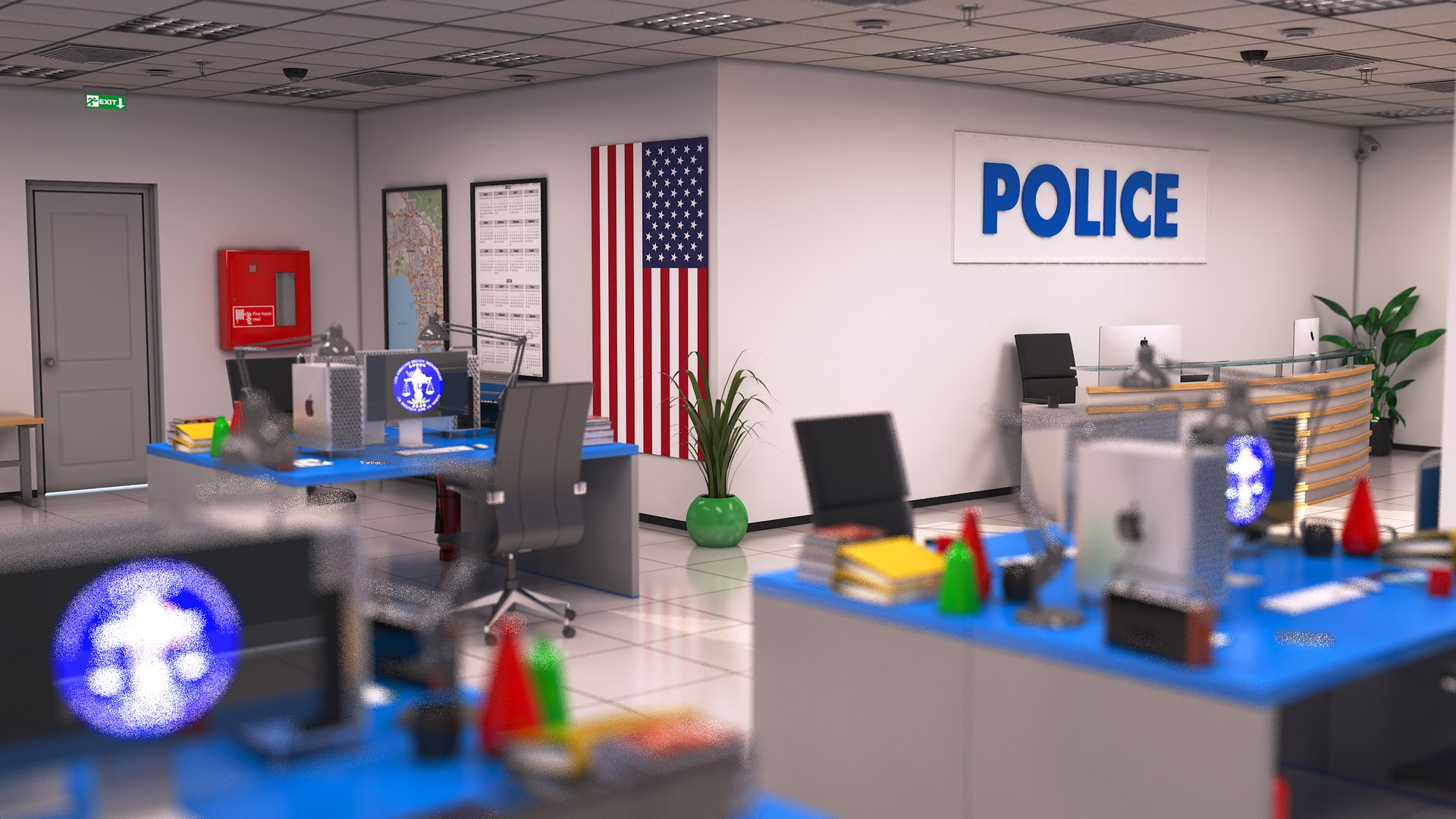 Police Station - Interior and Exterior 3D - TurboSquid 2059402