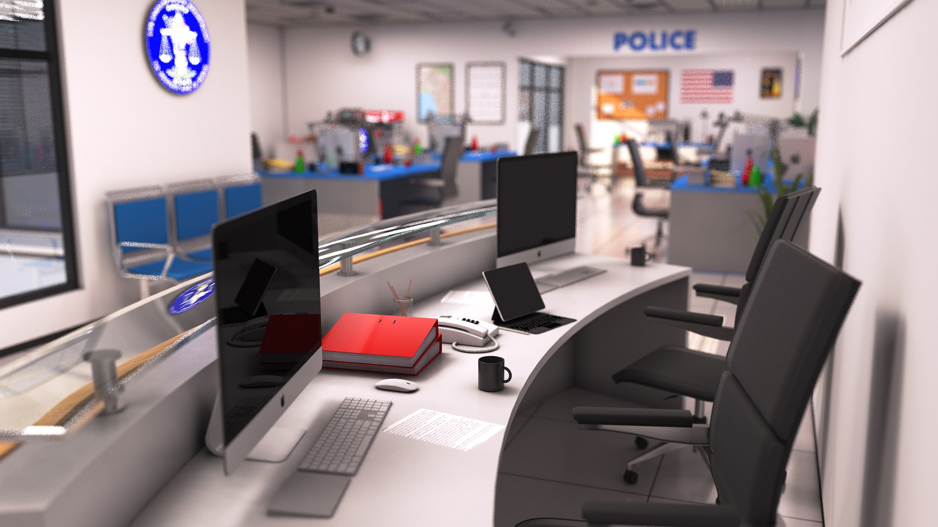 Police Station - Interior and Exterior 3D - TurboSquid 2059402