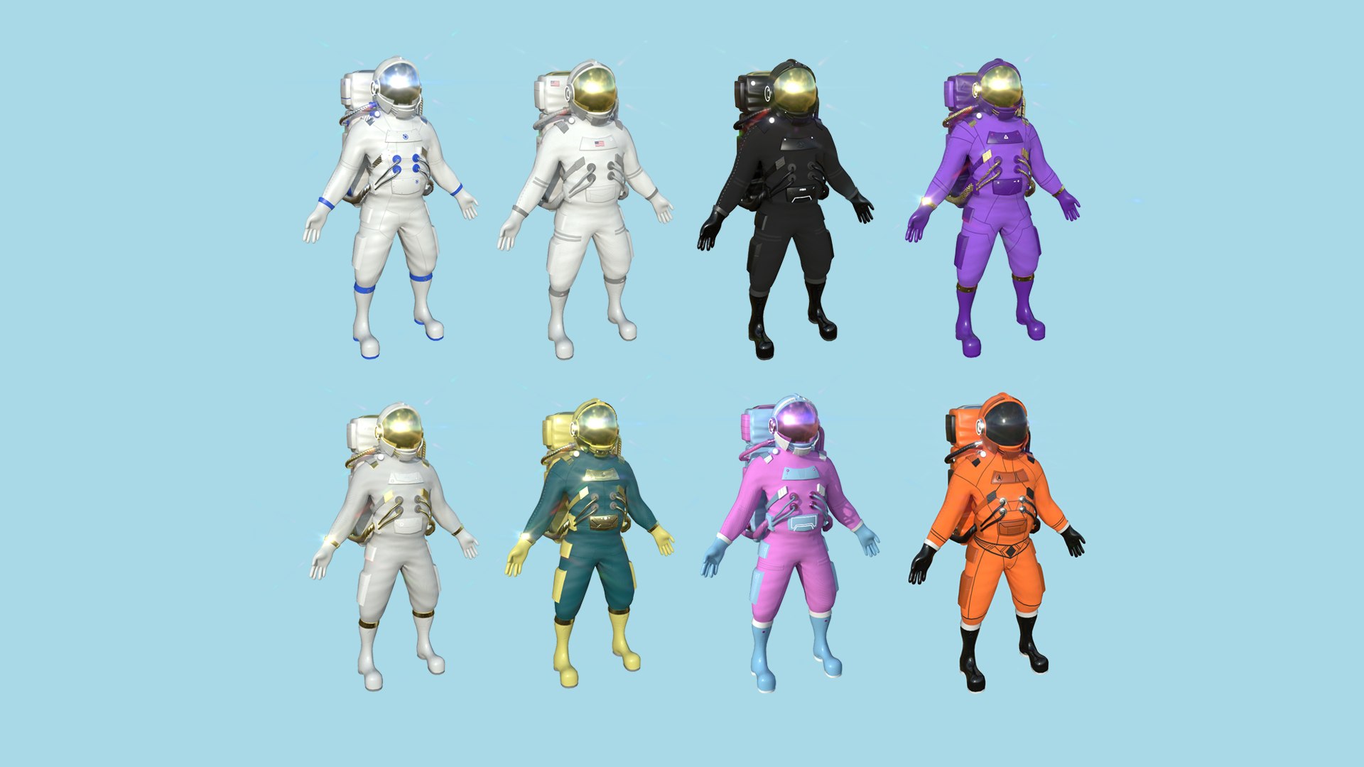3D 08 Astronaut Complete Outfits - Character Design Fashion model ...