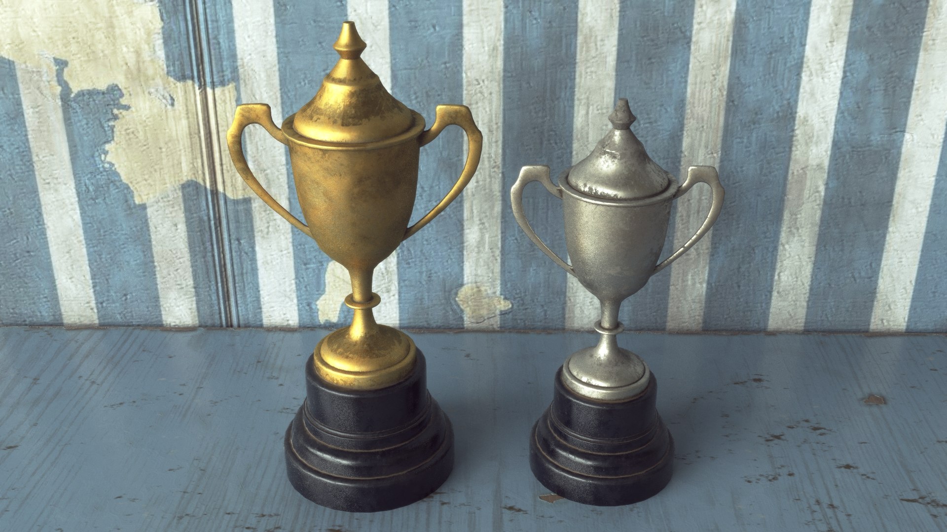 Alarm clock trophies old books model - TurboSquid 1645108