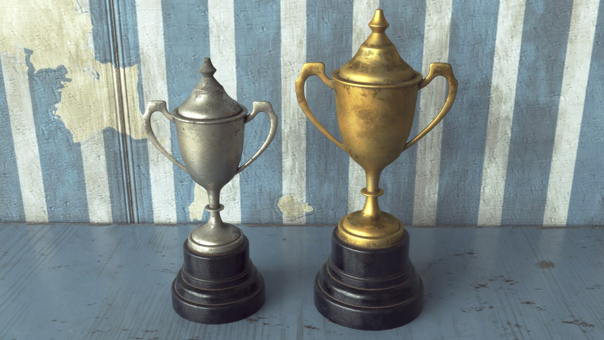 Alarm clock trophies old books model - TurboSquid 1645108