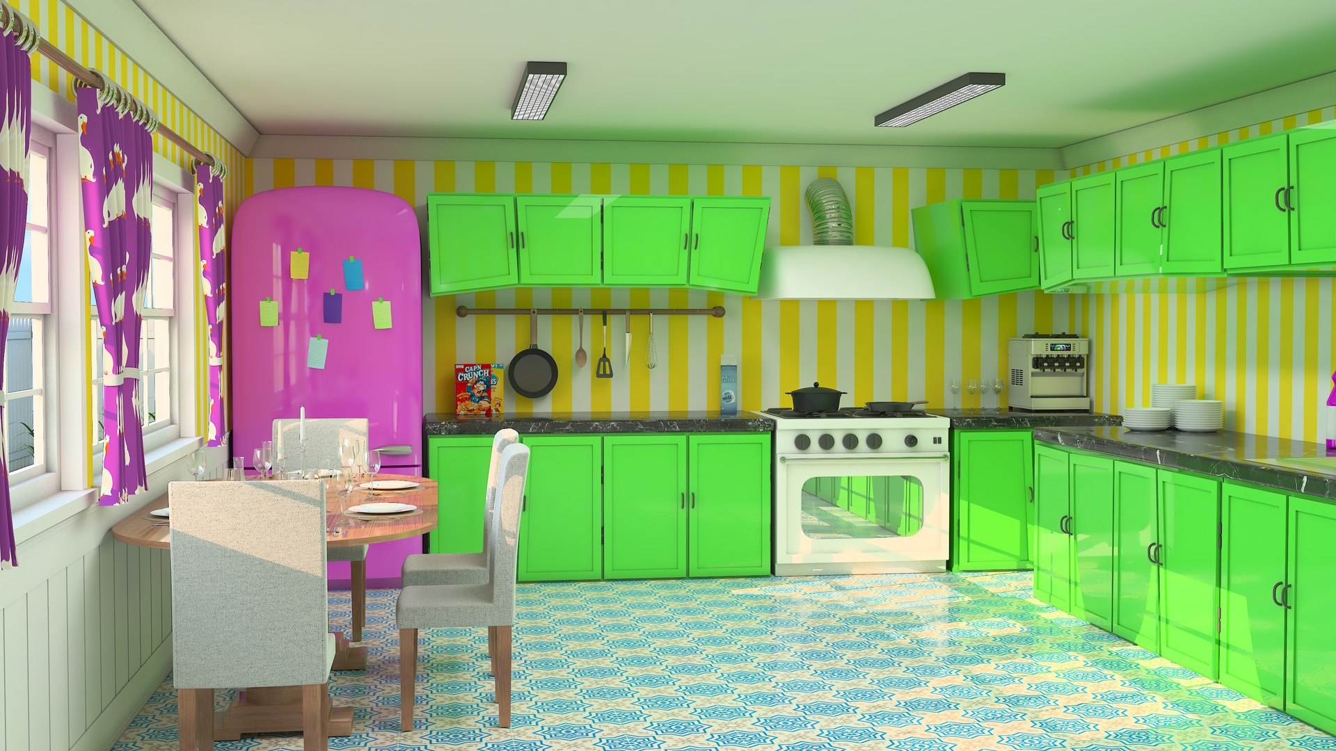 Cartoon Kitchen Interior Model - TurboSquid 2272749