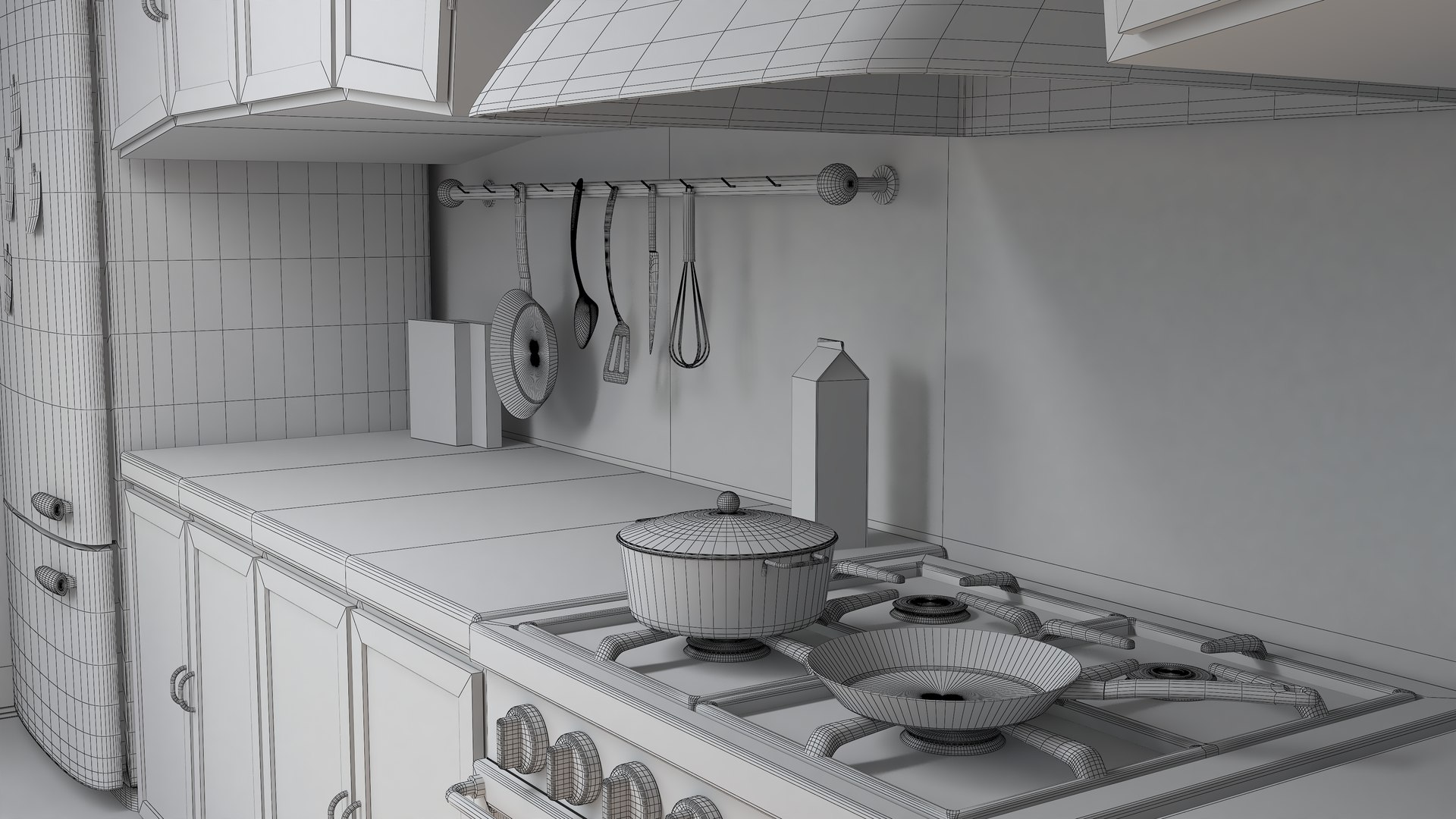 Cartoon Kitchen Interior Model - TurboSquid 2272749