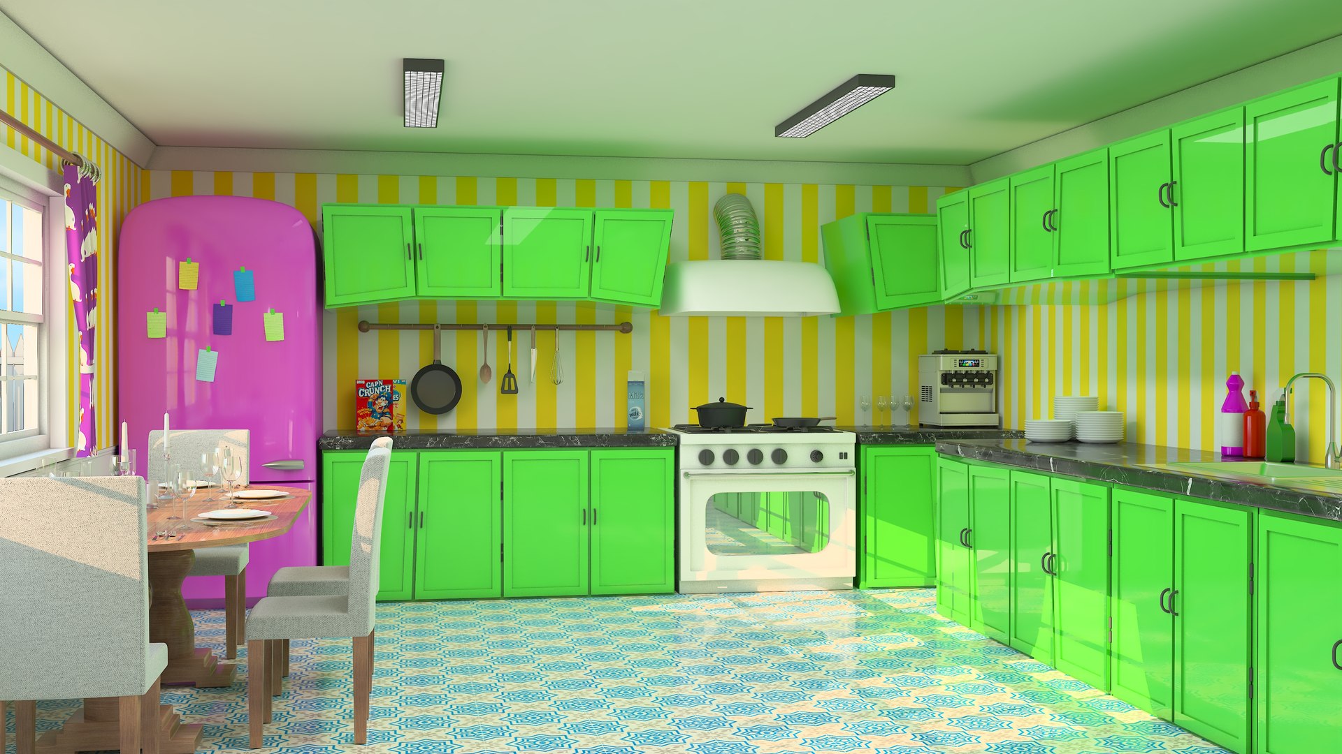 Cartoon Kitchen Interior Model - TurboSquid 2272749