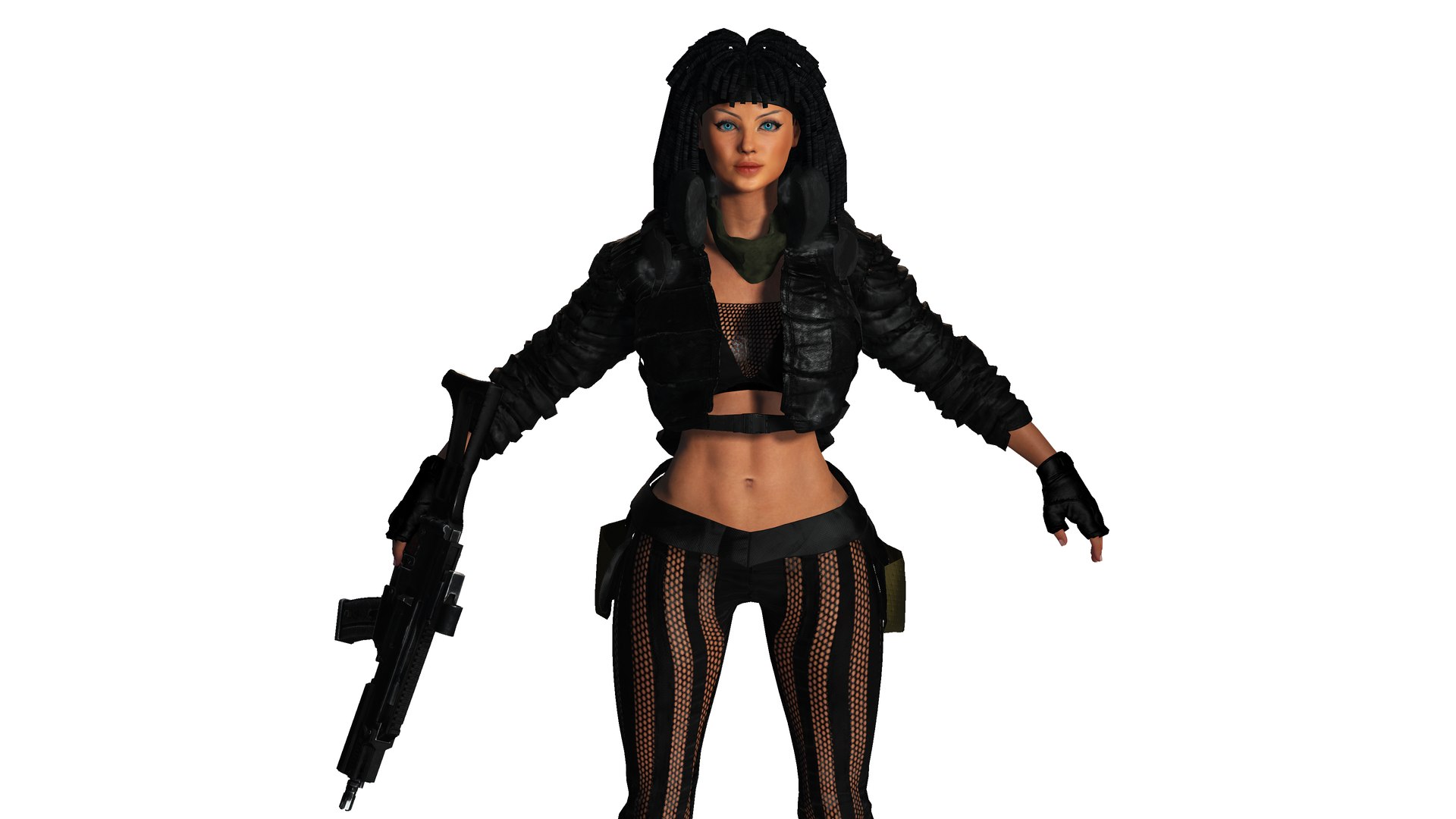 AAA 3D MODEL REALISTIC CHARACTER-FEMALE GUN SHOOTER STREET STYLE 3D ...