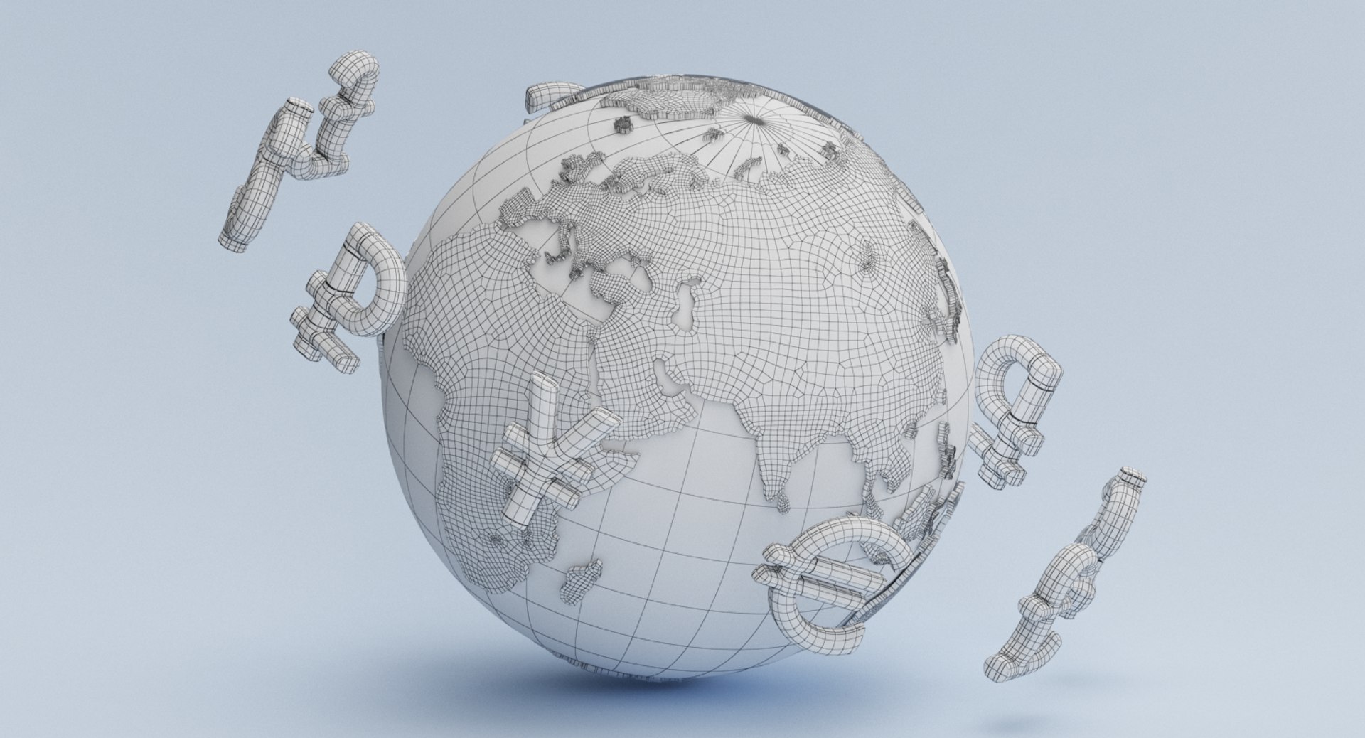 3d Model Globe Currency Symbol