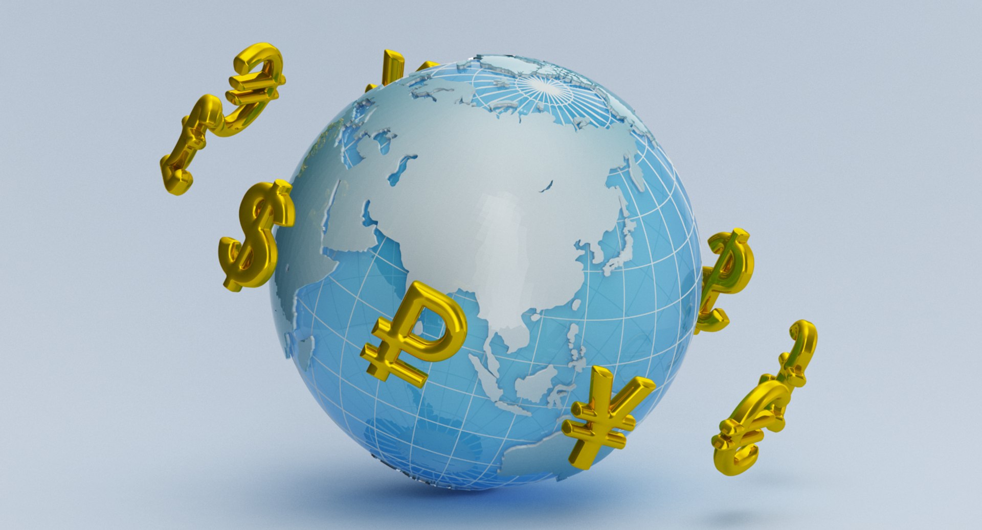 3d Model Globe Currency Symbol