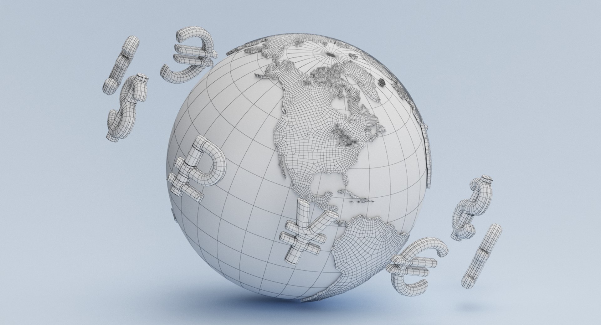 3d Model Globe Currency Symbol