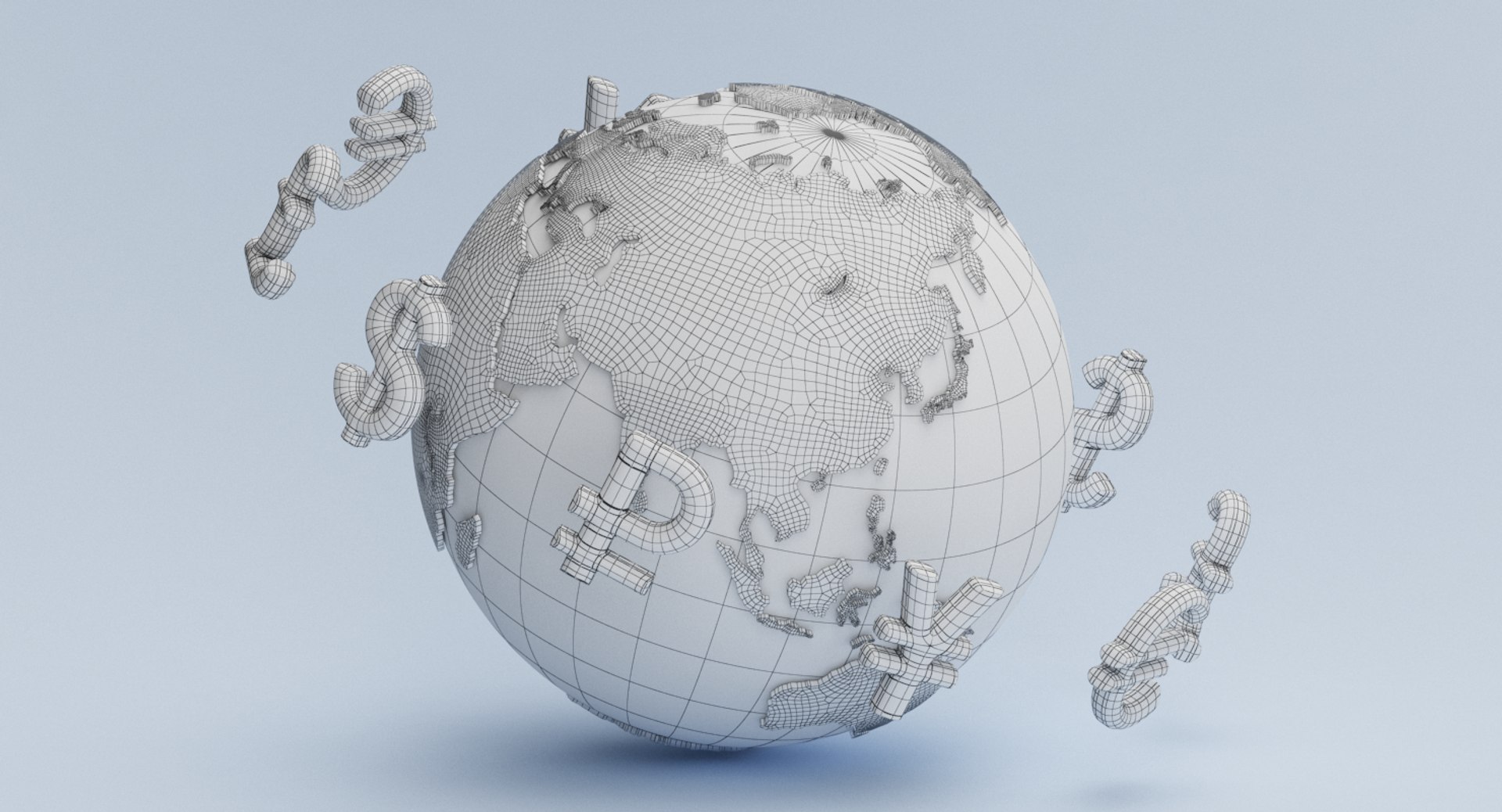 3d Model Globe Currency Symbol