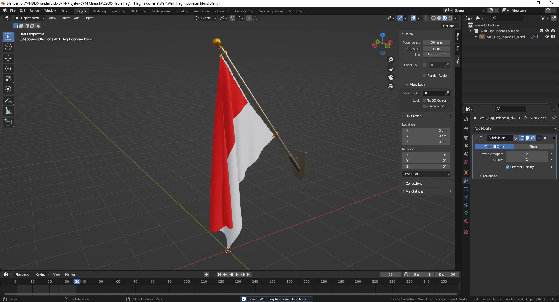 3D Model Indonesian Flags - TurboSquid 2207646