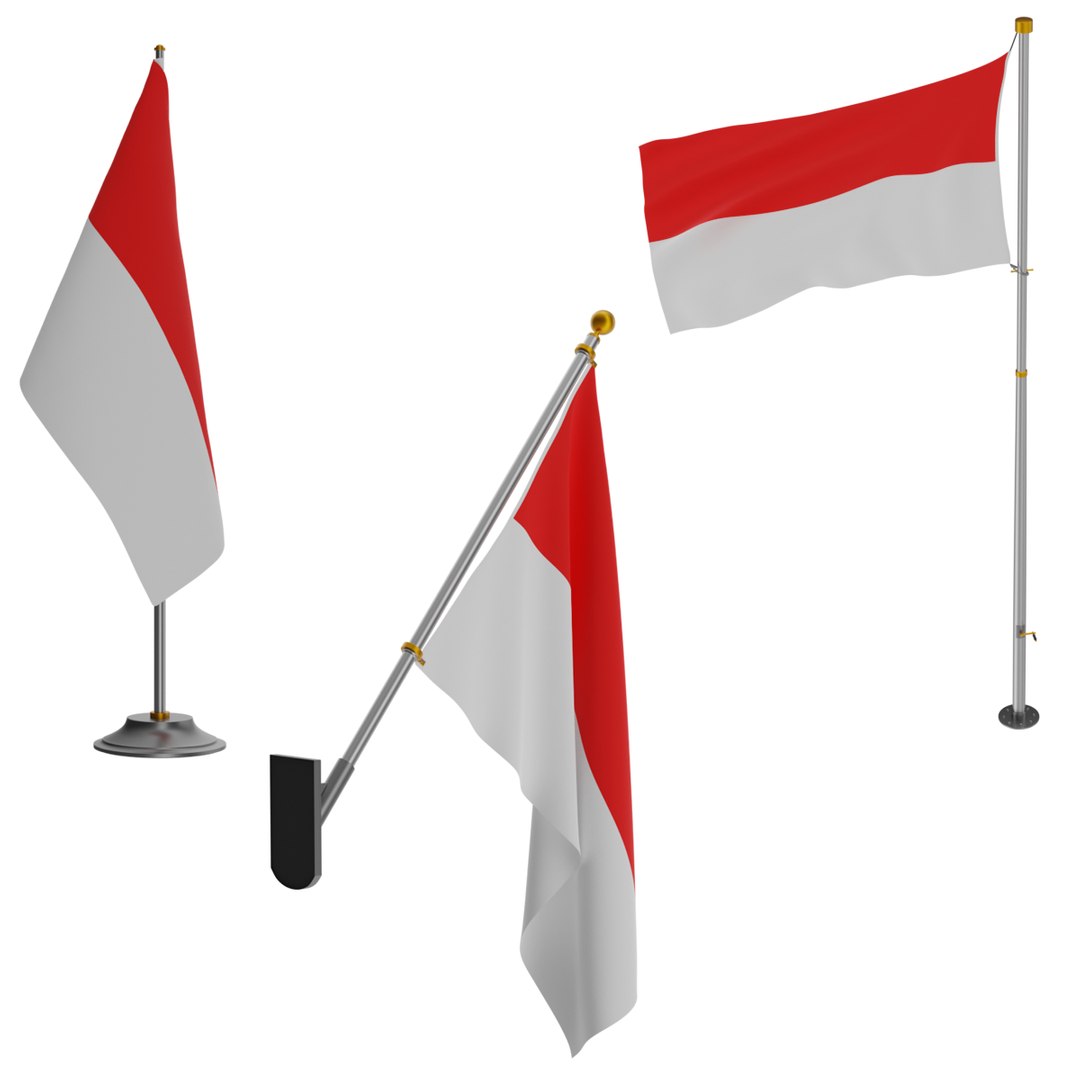3D Model Indonesian Flags - TurboSquid 2207646
